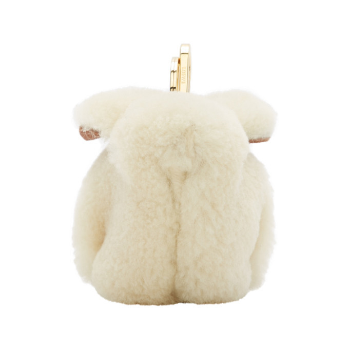 Loewe White Shearling Bunny Charm Keychain Loewe