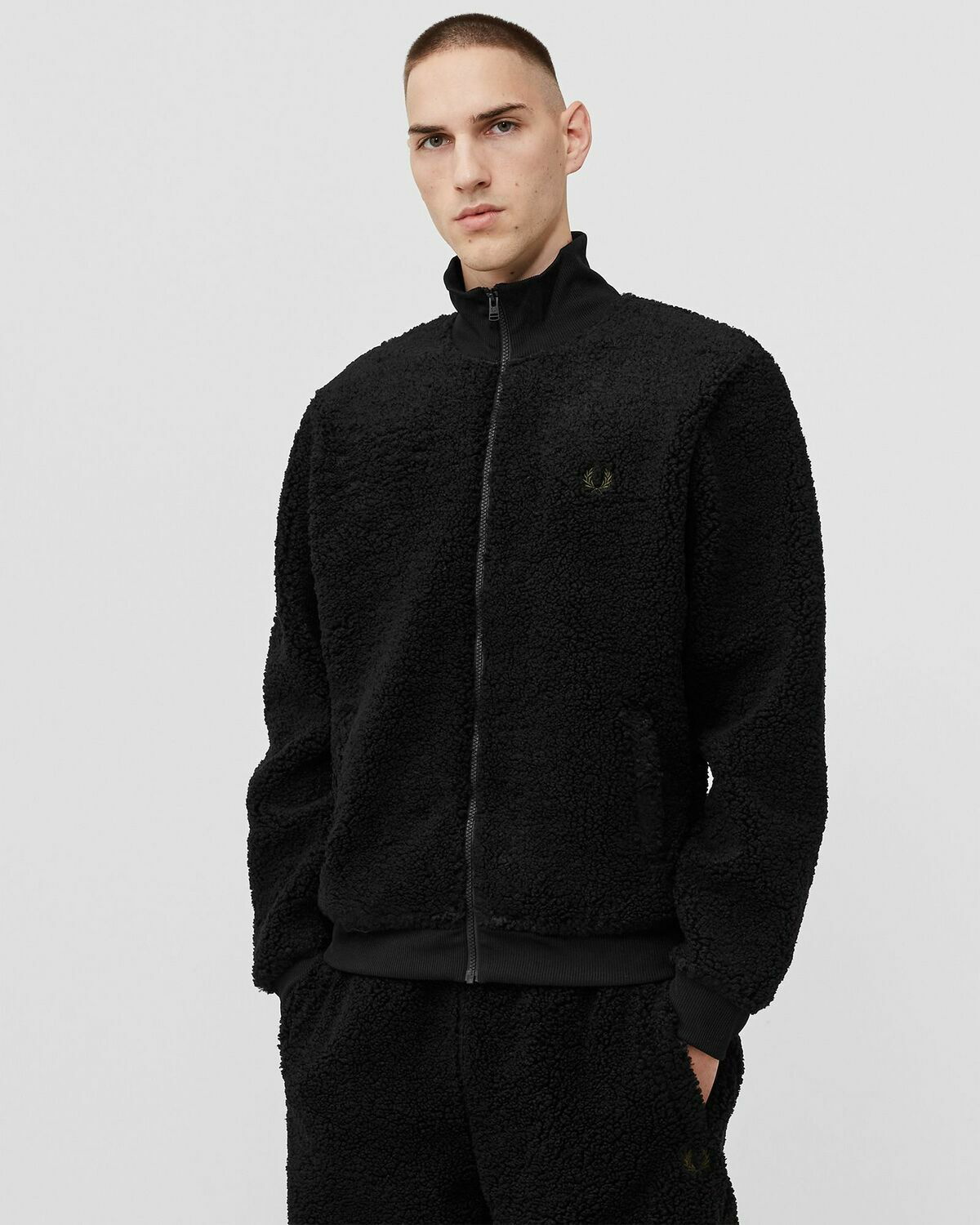Fred Perry Borg Fleece Track Jacket Black Fleece Jackets Fred Perry