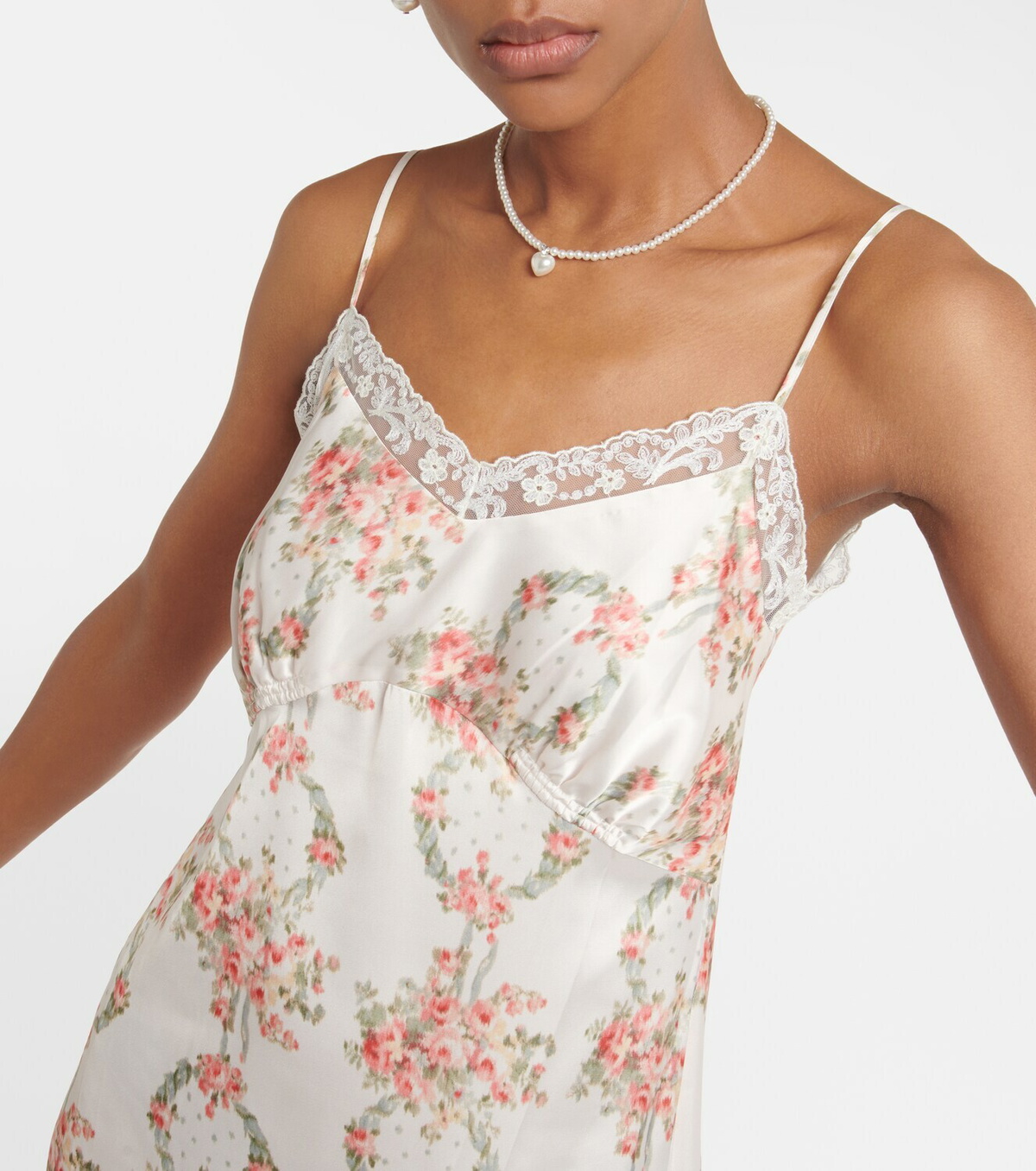 Simone Rocha - Floral lace-trimmed satin slip dress Simone Rocha