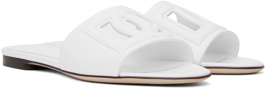 Dolce & Gabbana White 'DG' Cutout Slides Dolce & Gabbana