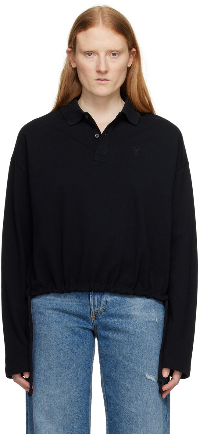 AMI Paris Black Ami de Cœur Polo AMI