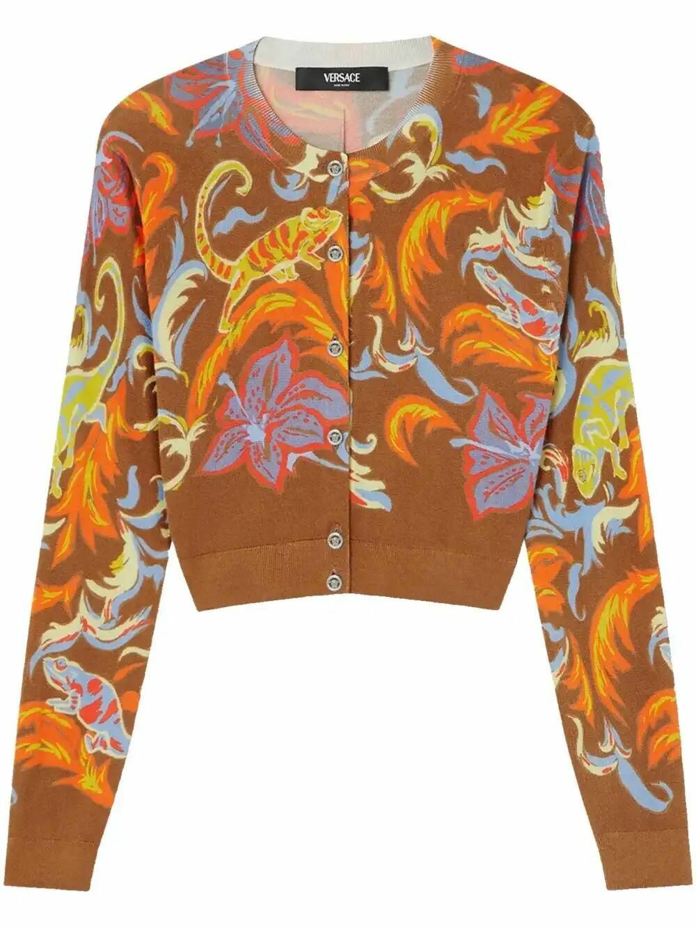Versace Exotic Barocco Cropped Cardigan Versace