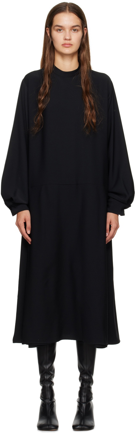 MM6 Maison Margiela Black Paneled Midi Dress MM6 Maison Margiela