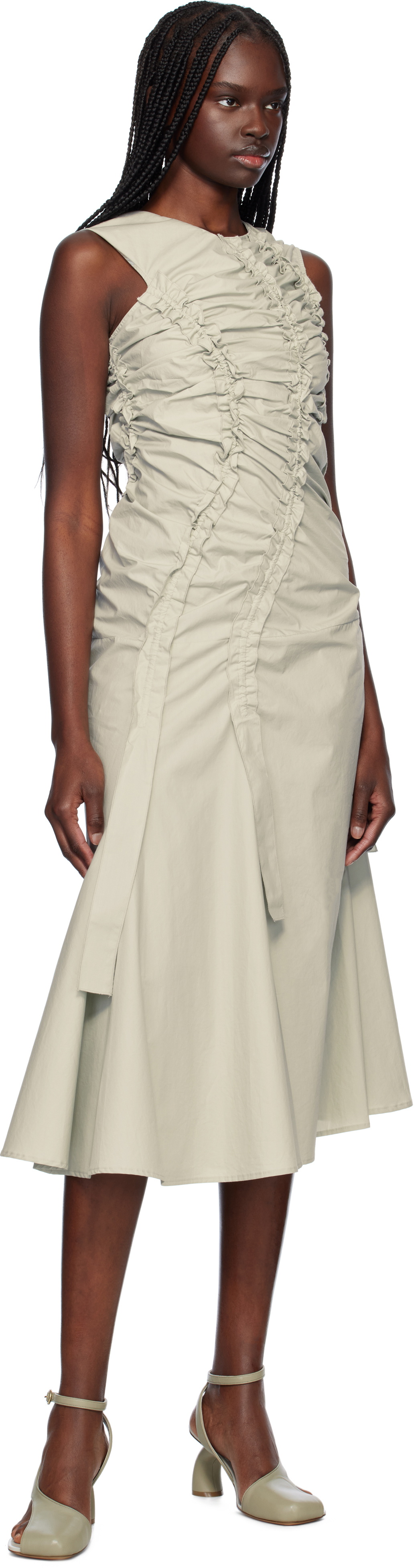 Renaissance Renaissance Gray Kyra Cotton Midi Dress Renaissance Renaissance