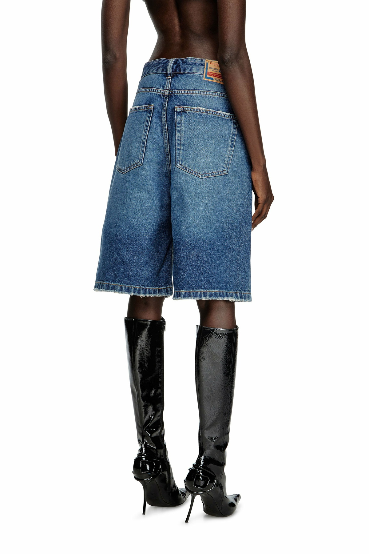 Diesel Shorts in denim with ripped details - Shorts Womens in Blue Diesel