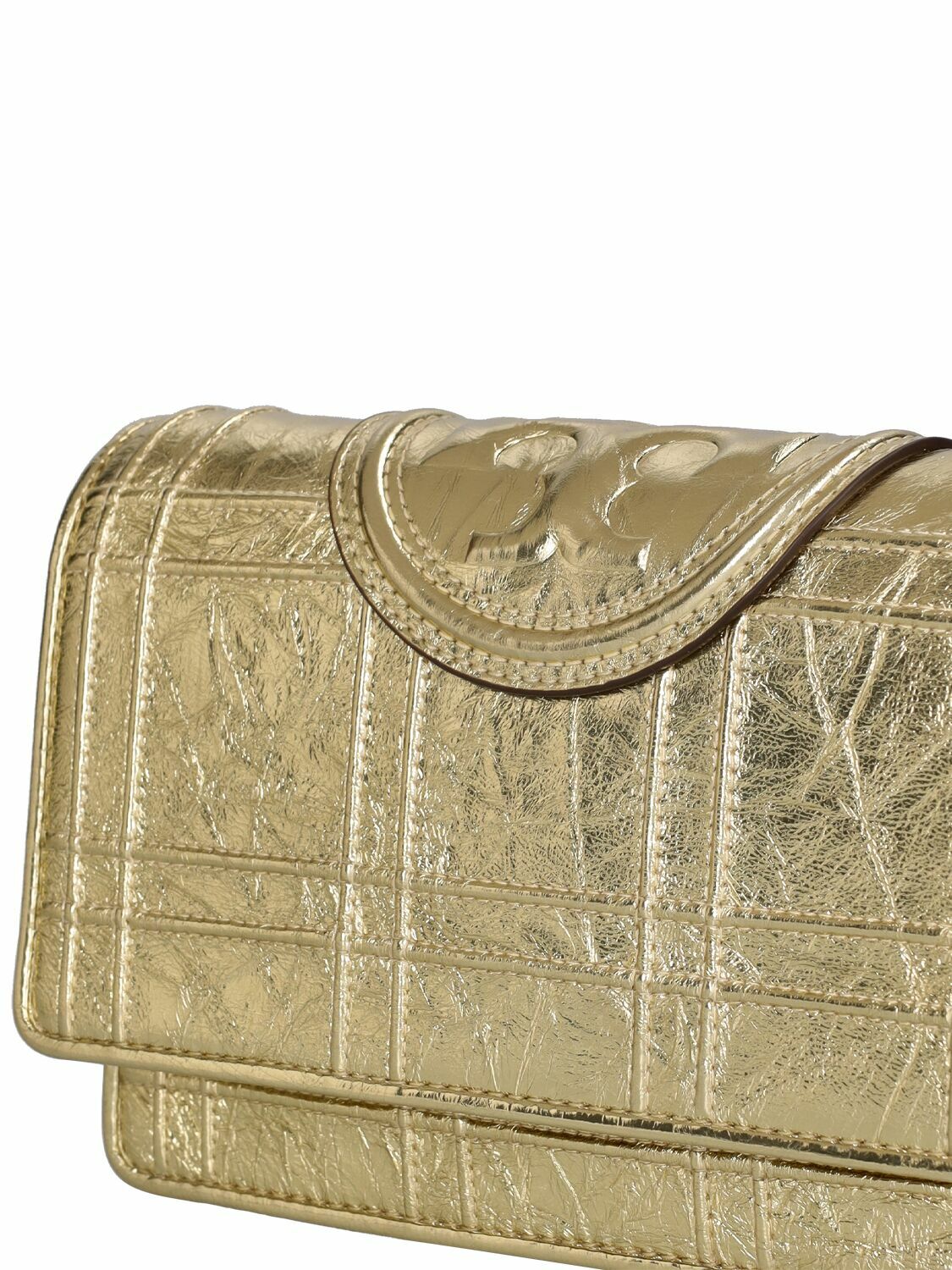 TORY BURCH Metallic Square Leather Chain Wallet Tory Burch