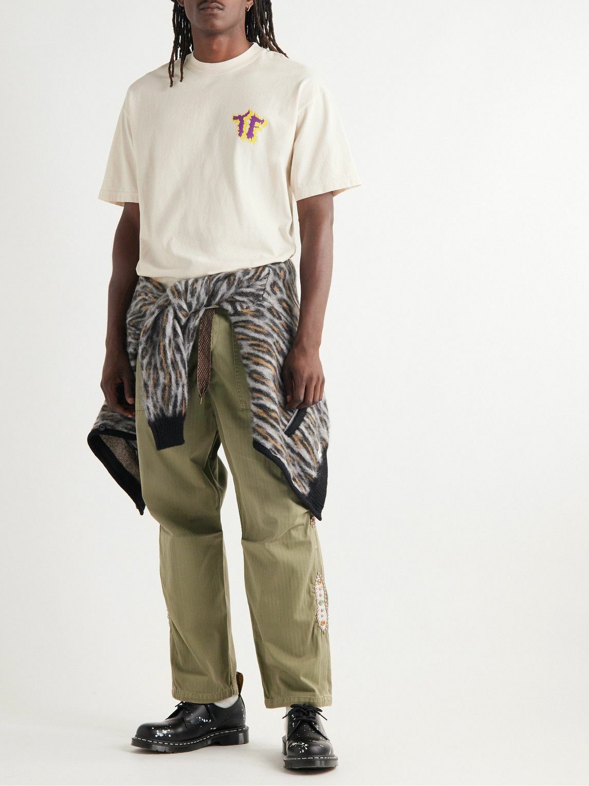 Throwing Fits - Logo-Print Cotton-Jersey T-Shirt - Neutrals