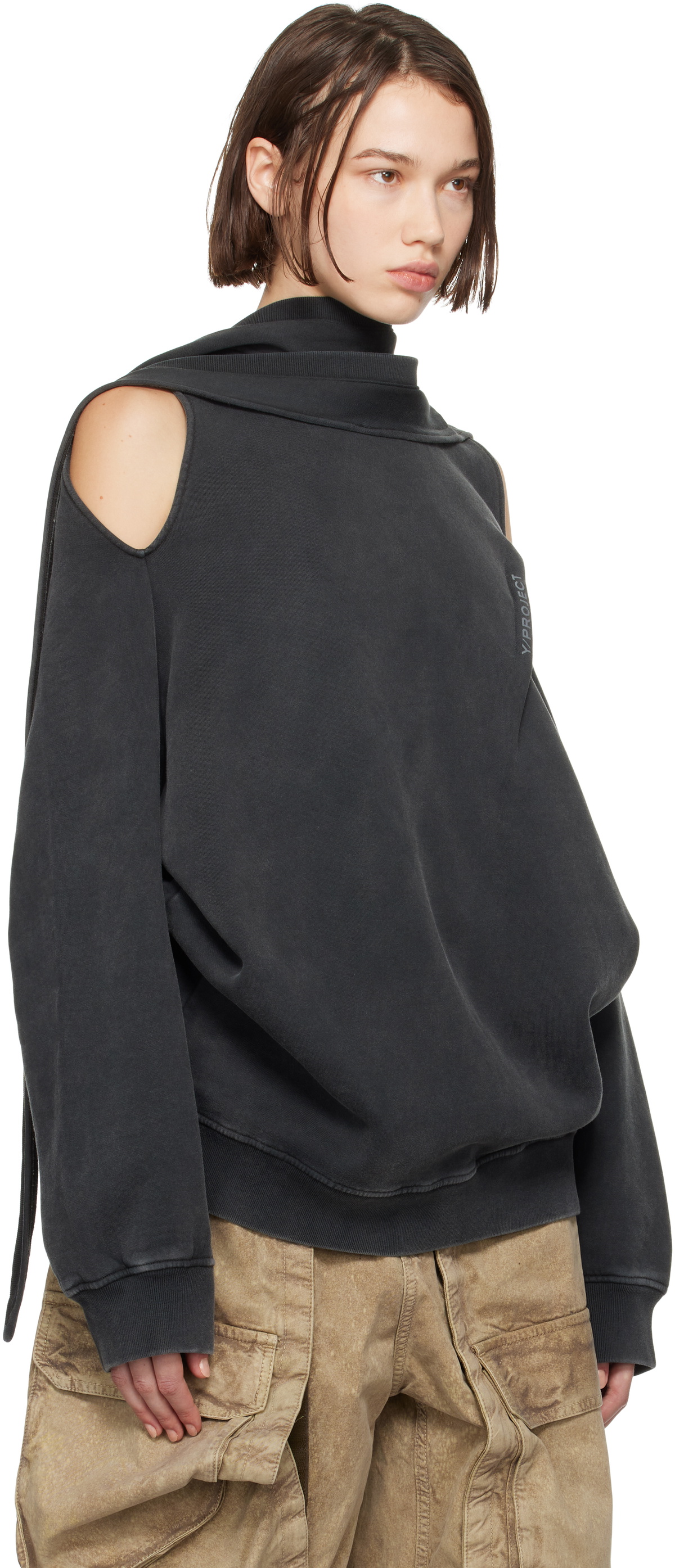 Y/Project Black Multiscarf Pinched Logo Sweatshirt Y/Project