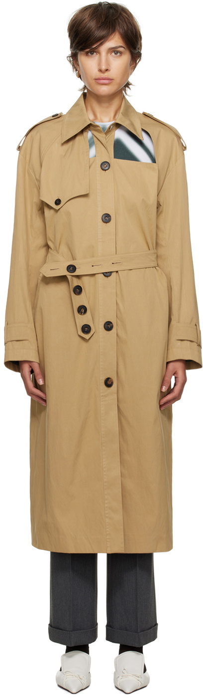 lesugiatelier Beige Front Cut Out Trench Coat lesugiatelier