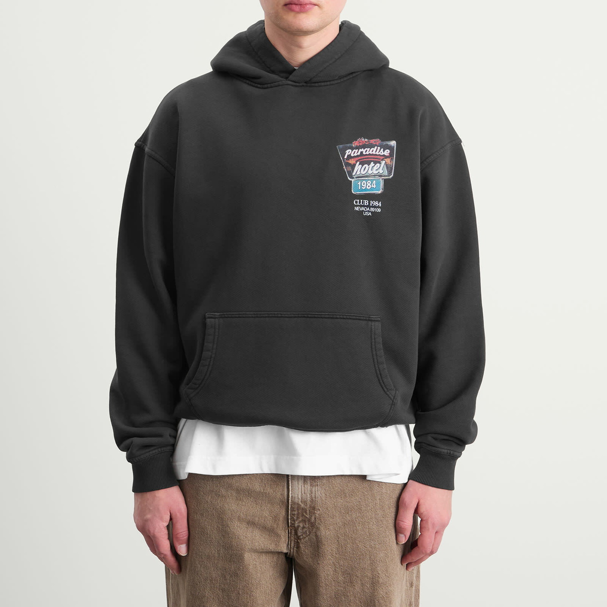Club 1984 Men's Paradise Hotel Hoodie in Washed Black Club 1984