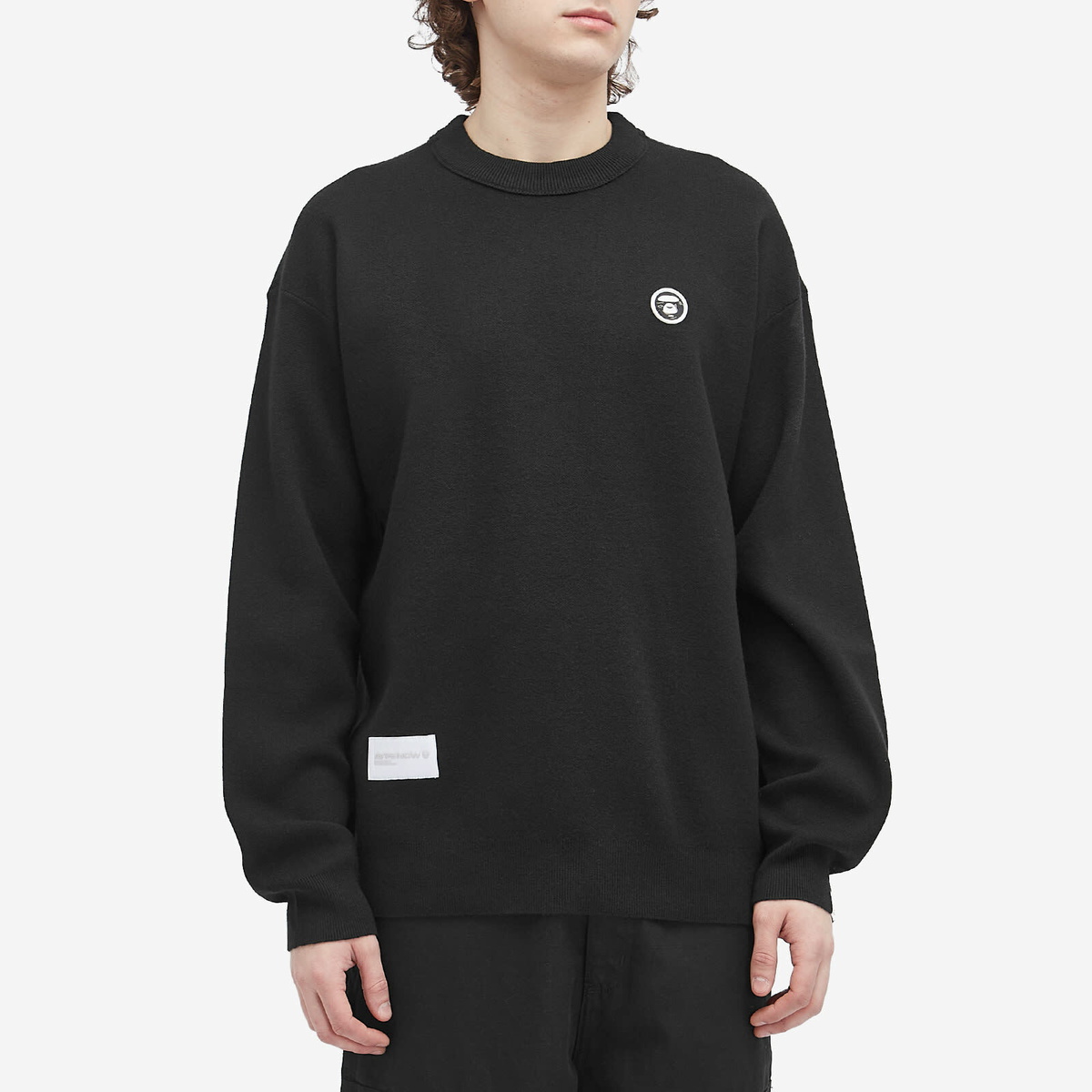 Men's AAPE Now Camo Badge Knit Sweater in Black AAPE by A Bathing Ape