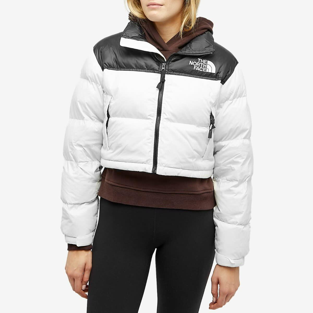 The North Face Women's Nuptse Short Jacket in Gardenia White/Black The ...