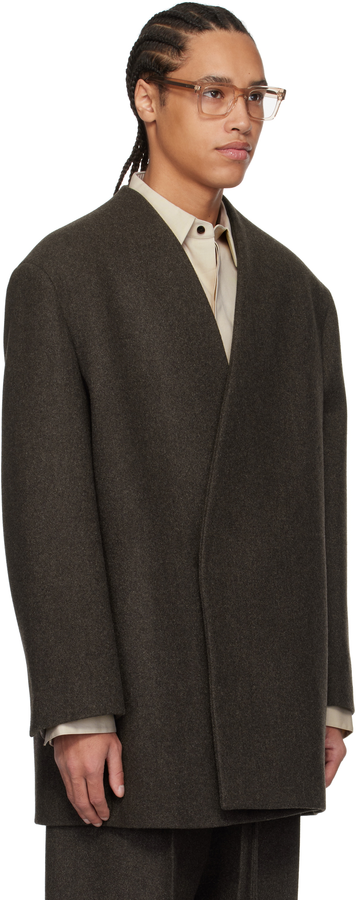 Fear of God Brown Collarless Coat Fear Of God