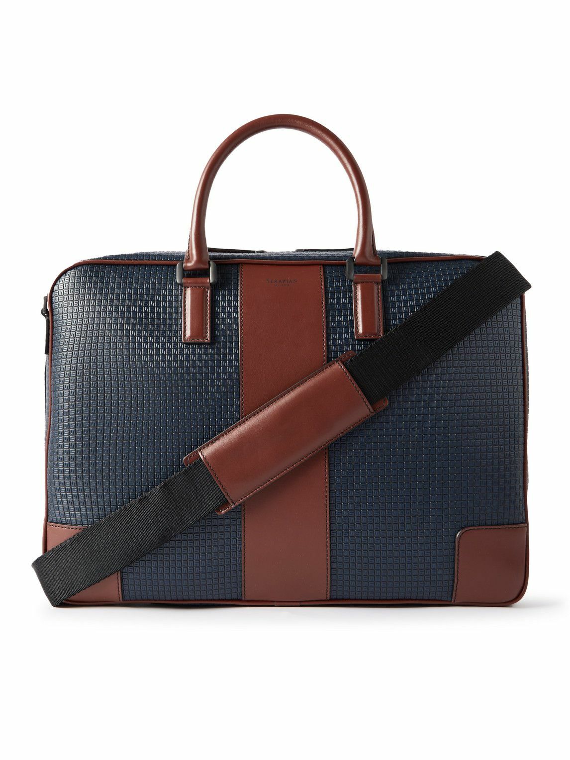 Serapian - Stepan Leather-Trimmed Coated-Canvas Briefcase Serapian