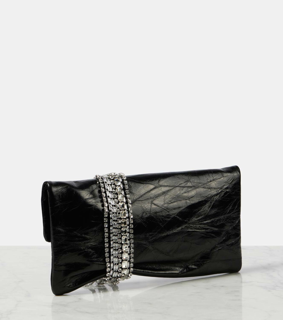 Jimmy Choo Zandra crystal-embellished leather clutch Jimmy Choo