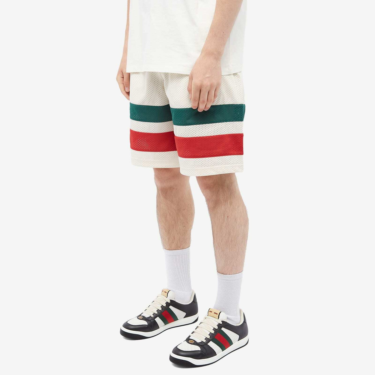 Gucci Men's Mesh Fabric Shorts in Ivory Gucci