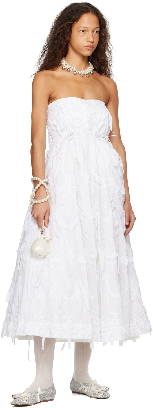 Simone Rocha White Cinched Bow Ball Maxi Dress Simone Rocha