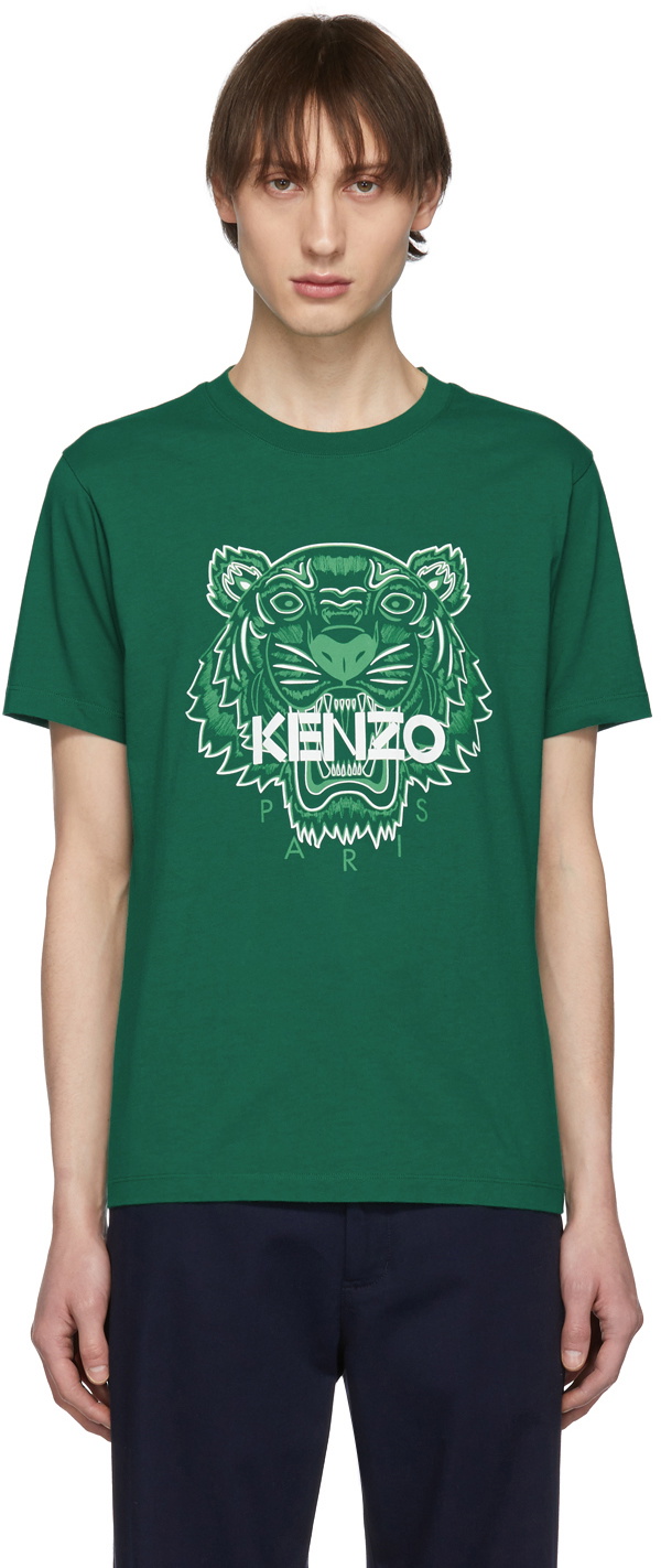 Kenzo Green Two-Tone Tiger T-Shirt Kenzo