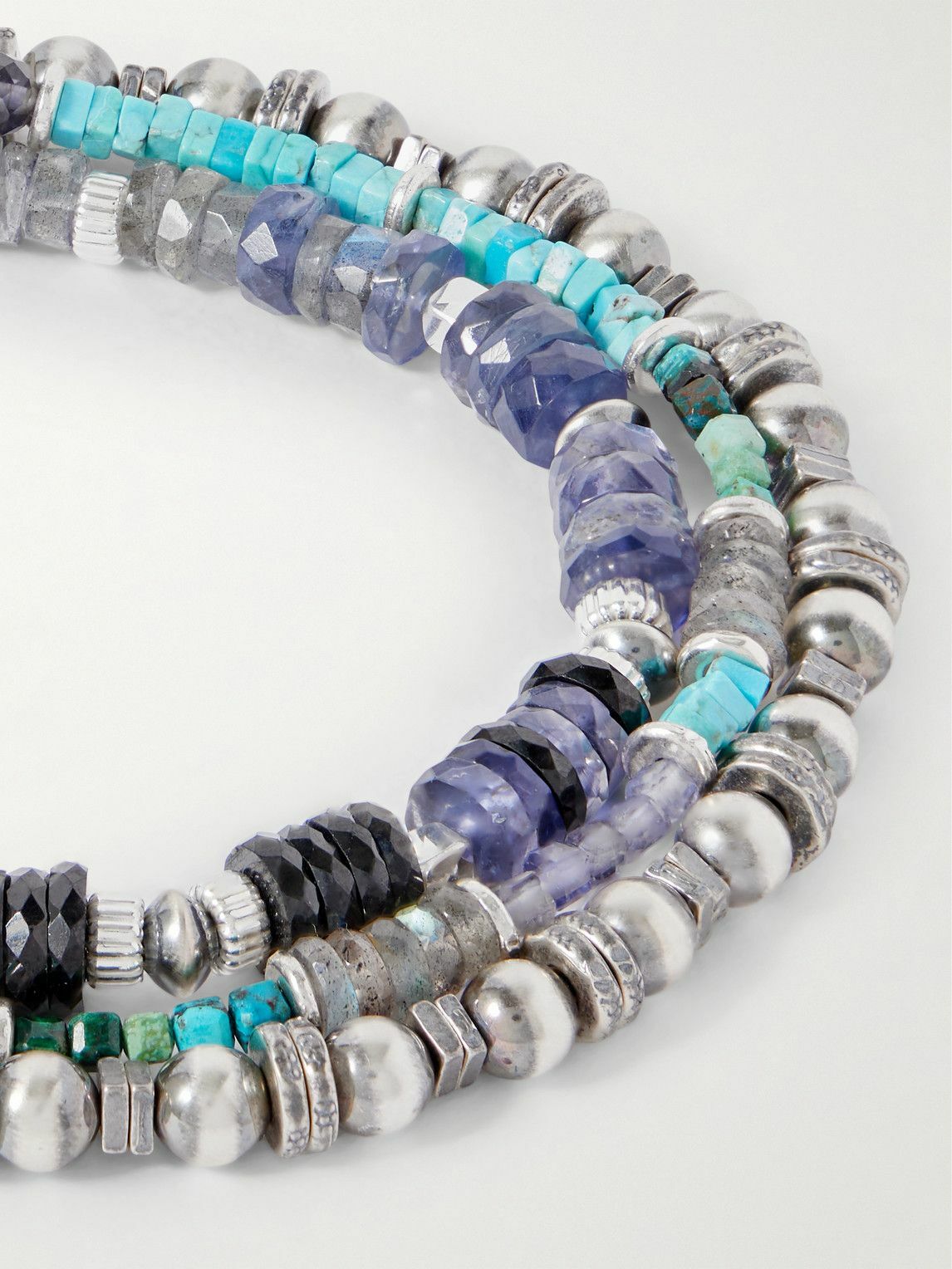 Peyote Bird - Set of Three Sterling Silver Multi-Stone Beaded Bracelets ...