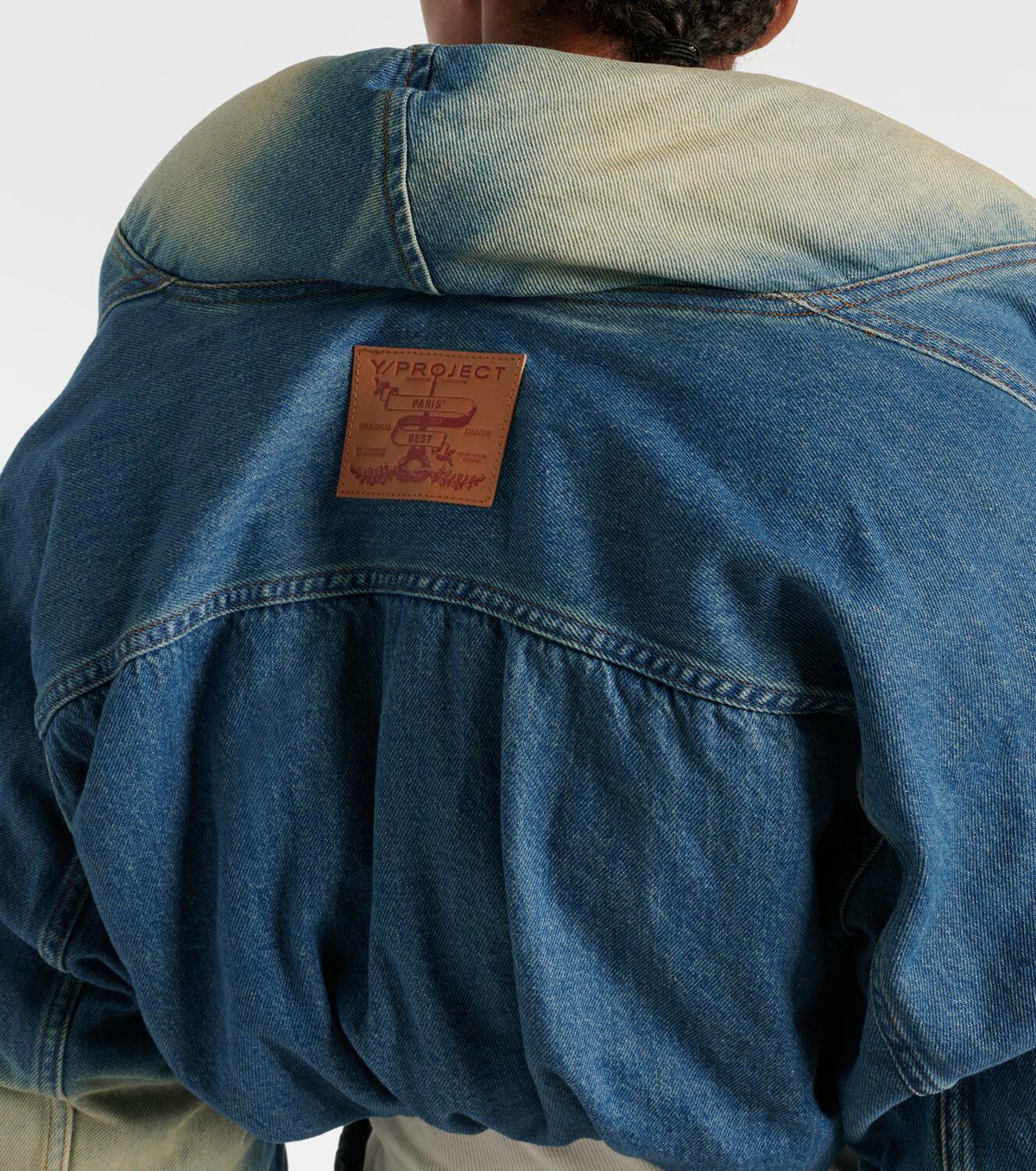 Y/Project Cropped denim puffer jacket Y/Project