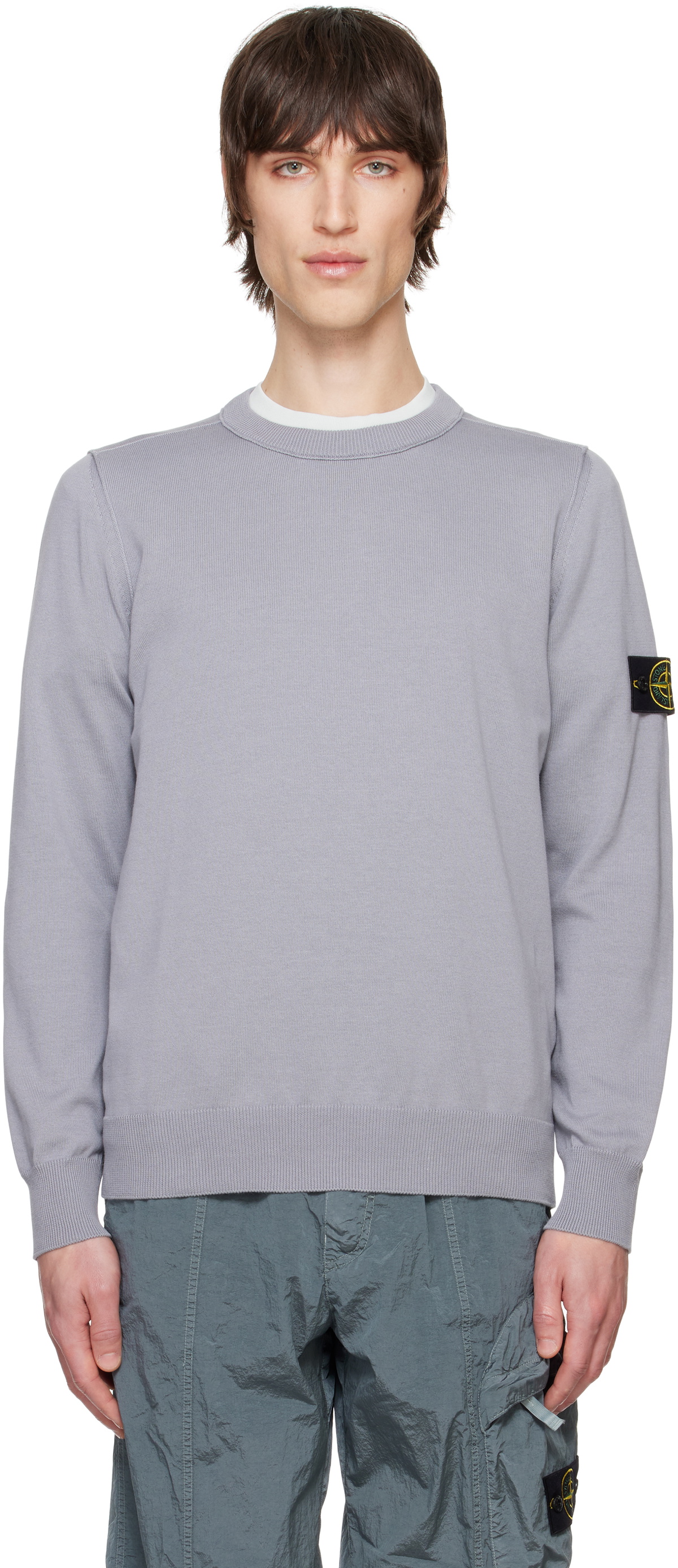 Stone Island Gray Soft Organic Cotton Crewneck Sweater Stone Island