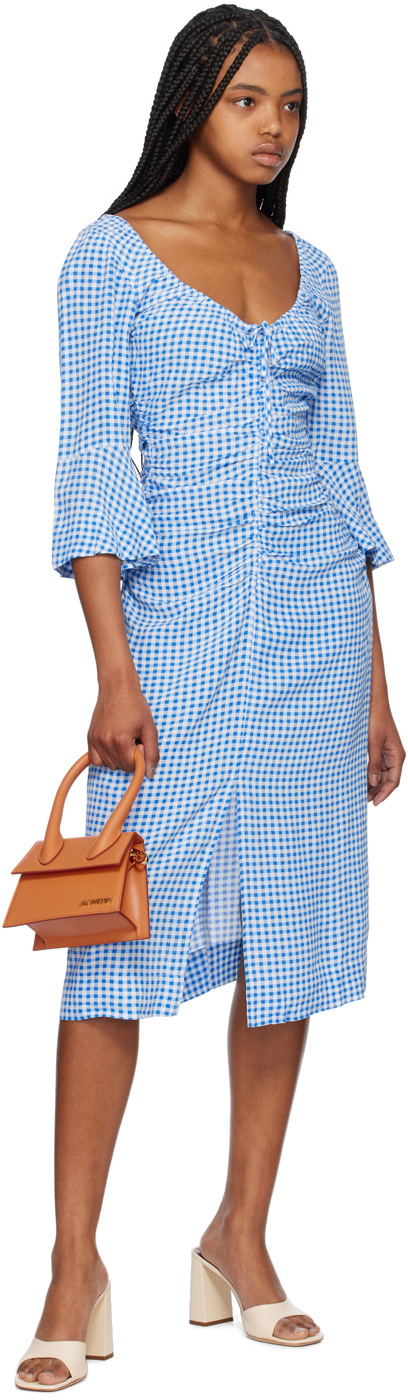 GANNI Blue Gingham Midi Dress GANNI