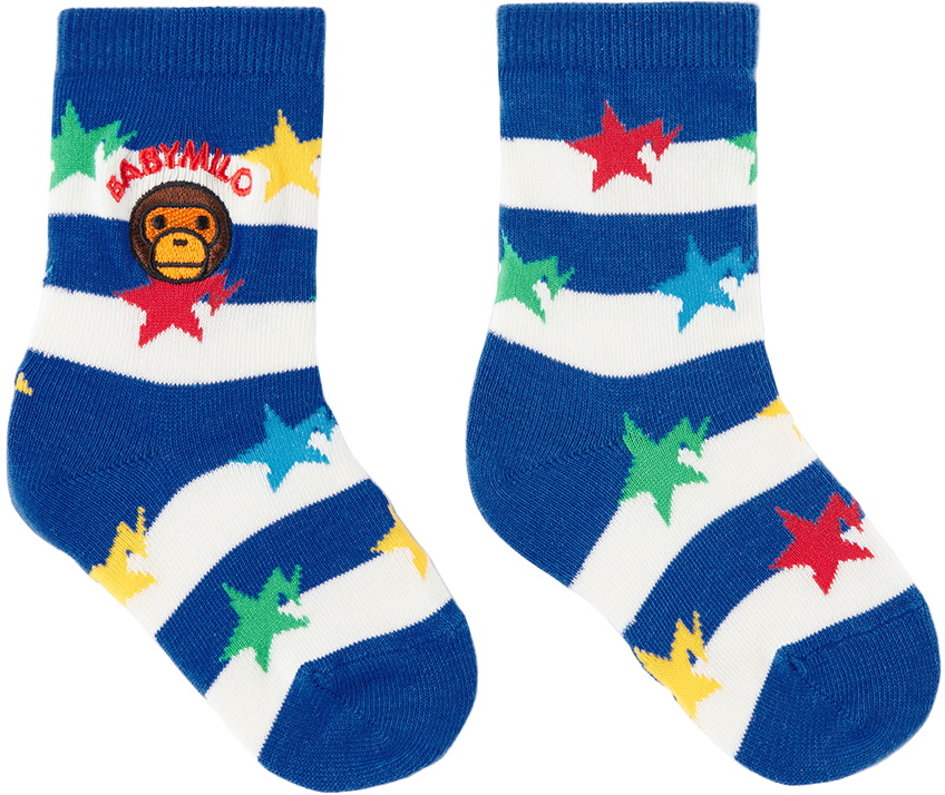 BAPE Kids Blue Hoop Baby Milo Sta Socks A Bathing Ape