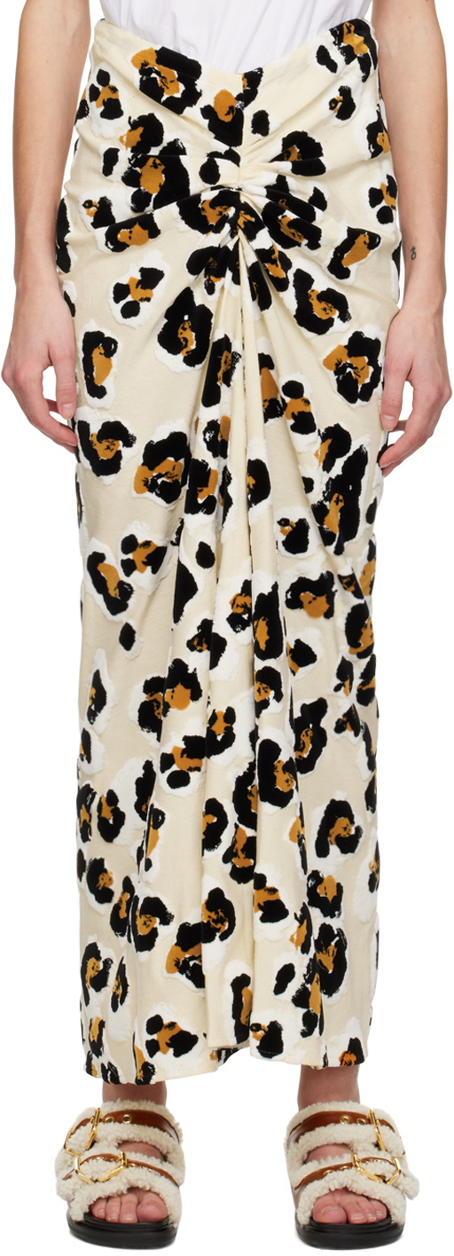 Marni Off-White Leopard Midi Skirt Marni