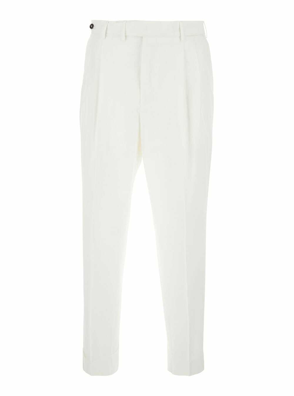 PT Torino White Patns With Pleats And Belt Loops In Cotton Blend Man PT ...
