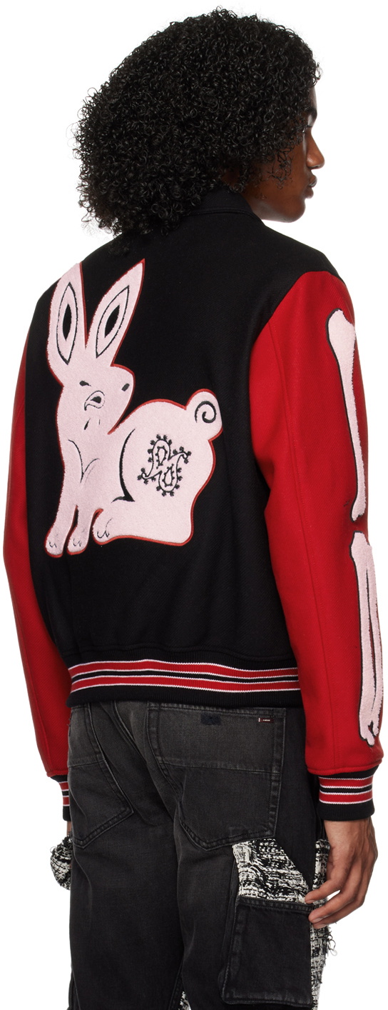 AMIRI Black & Red Lunar New Year Bones Bomber Jacket Amiri