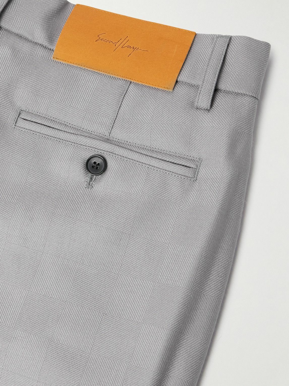 SECOND / LAYER - Primo Straight-Leg Checked Wool Trousers - Gray Second ...