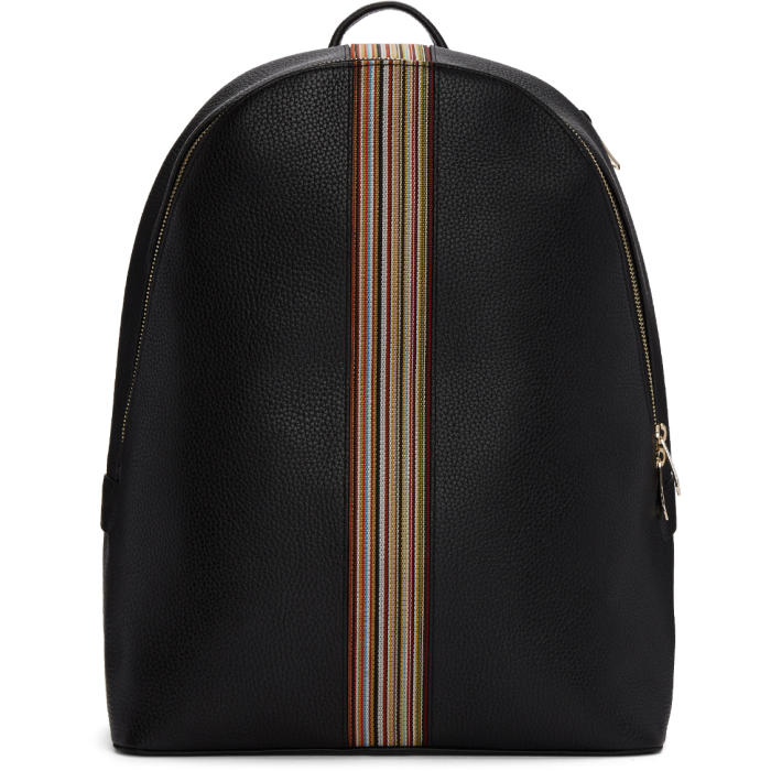 Paul Smith Black Leather Multistripe Backpack Paul Smith