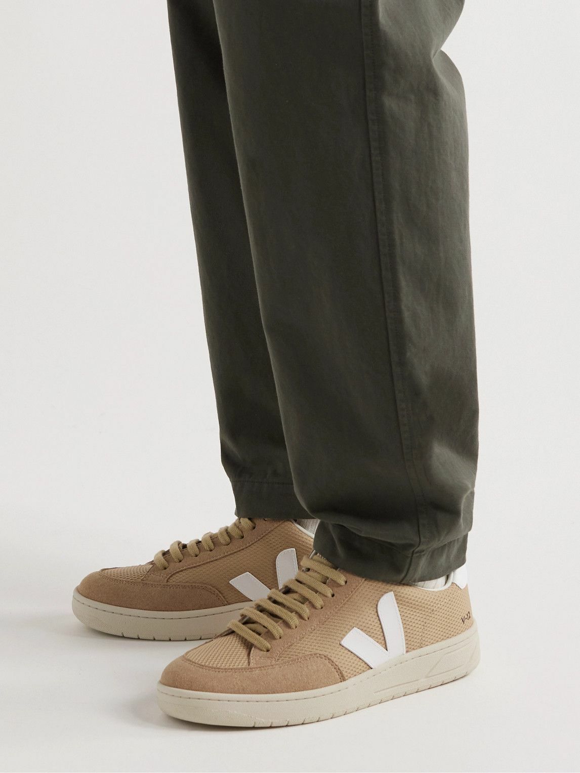 Veja - V-12 Faux Leather and Vegan Suede-Trimmed Alveomesh Sneakers ...
