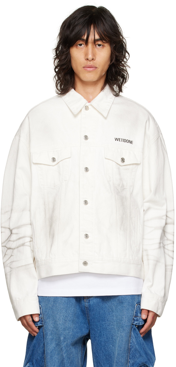 We11done White Dirty Wash Trucker Denim Jacket We11done
