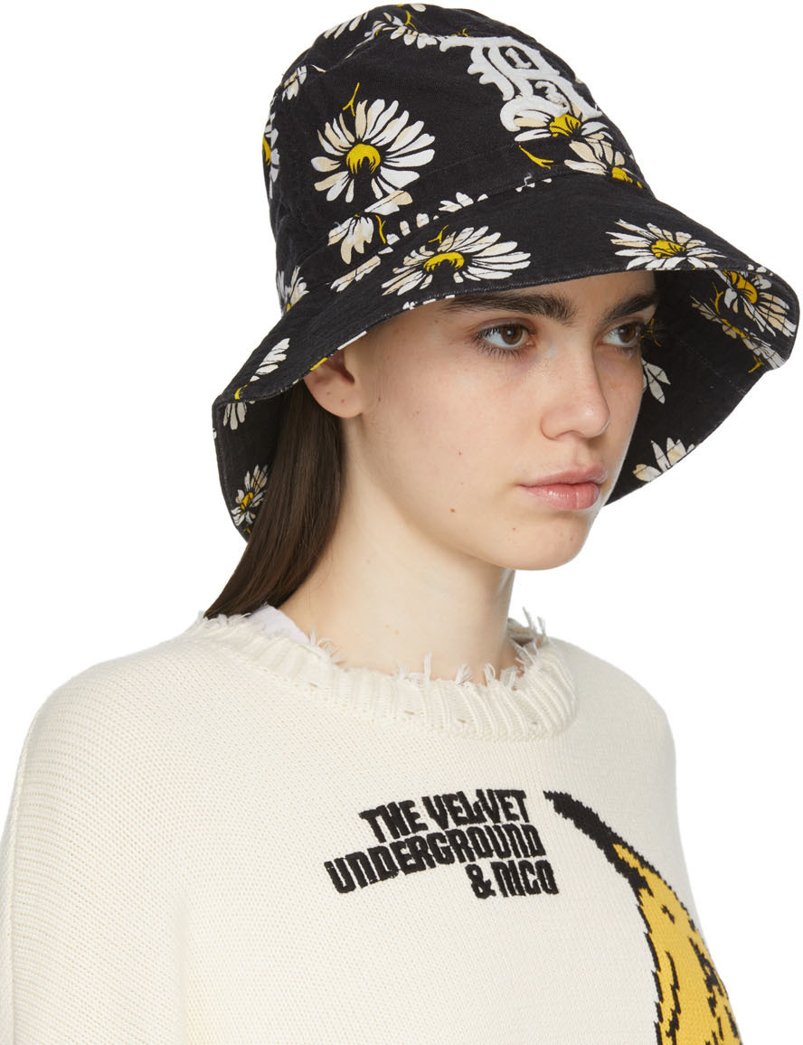 R13 Black Oversized Bucket Hat R13