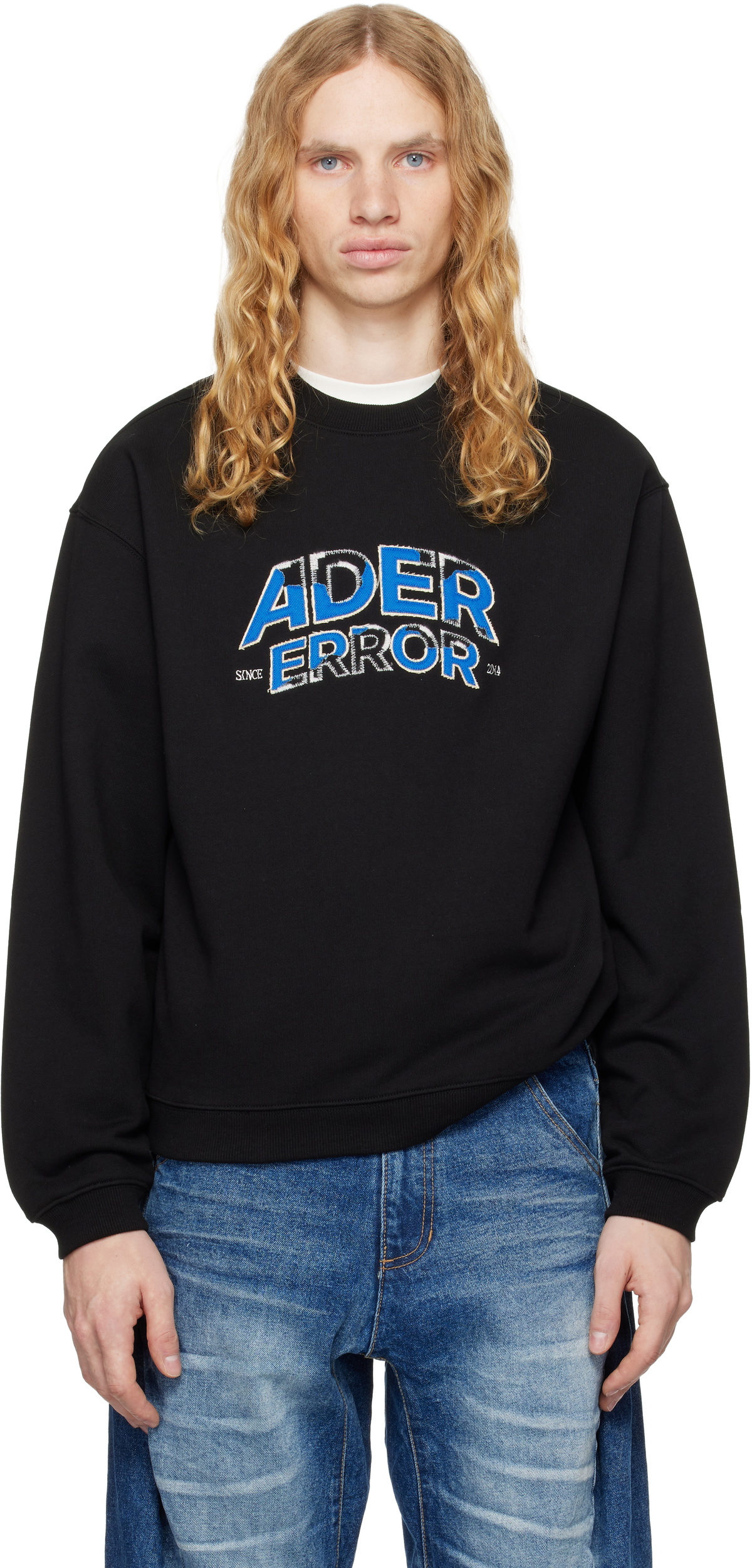 ADER error Black Embroidered Sweatshirt ADER error