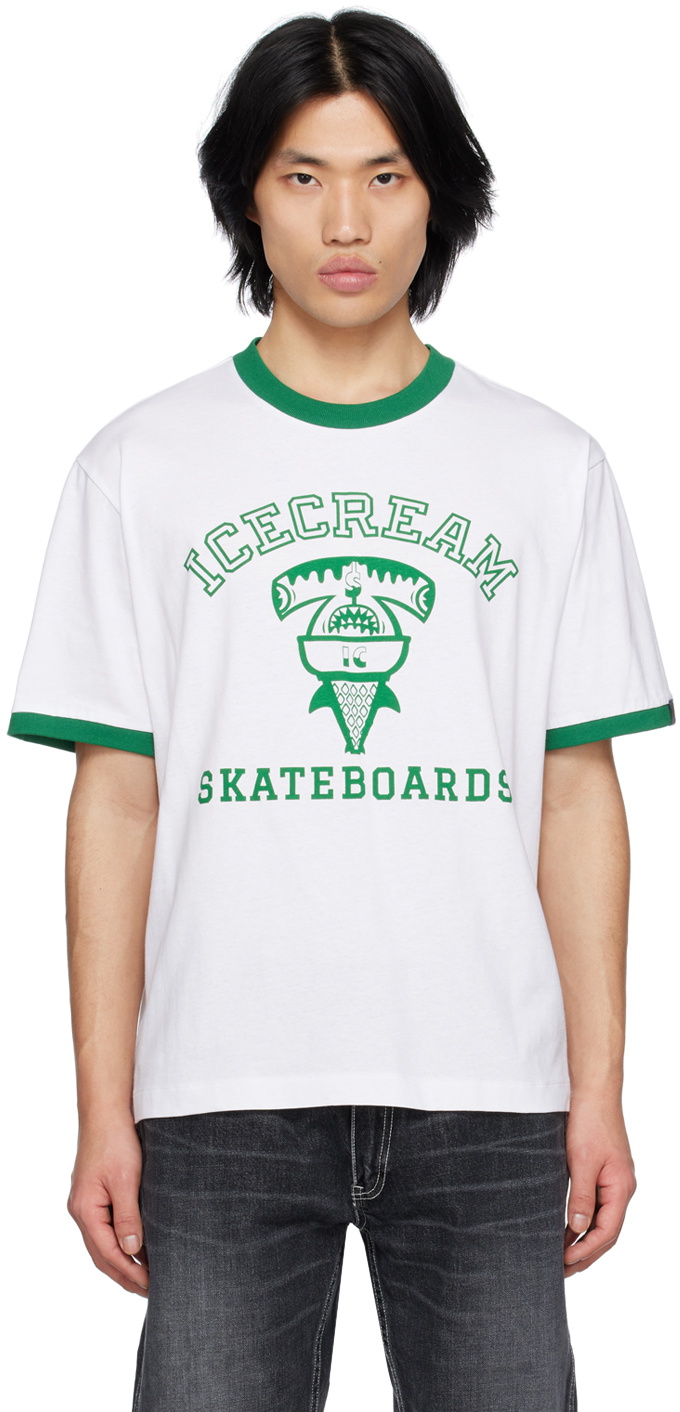 ICECREAM White IC Sharks Ringer T-Shirt ICECREAM