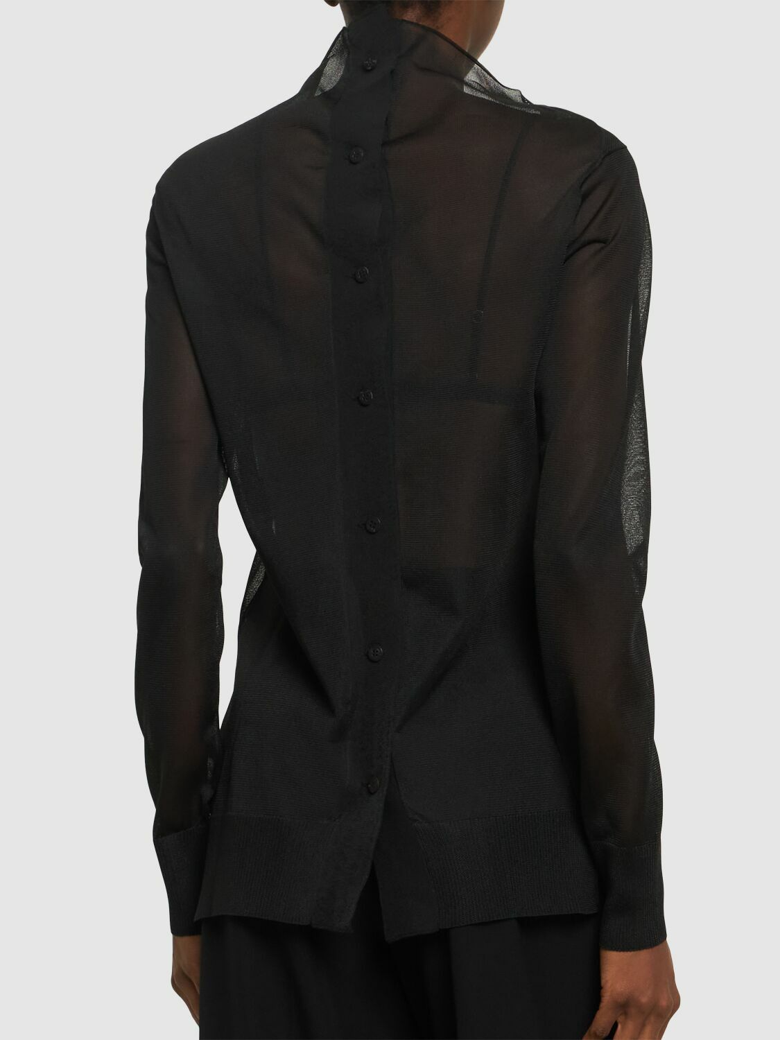 YOHJI YAMAMOTO - Back Button Mesh Long Sleeve Top Yohji Yamamoto