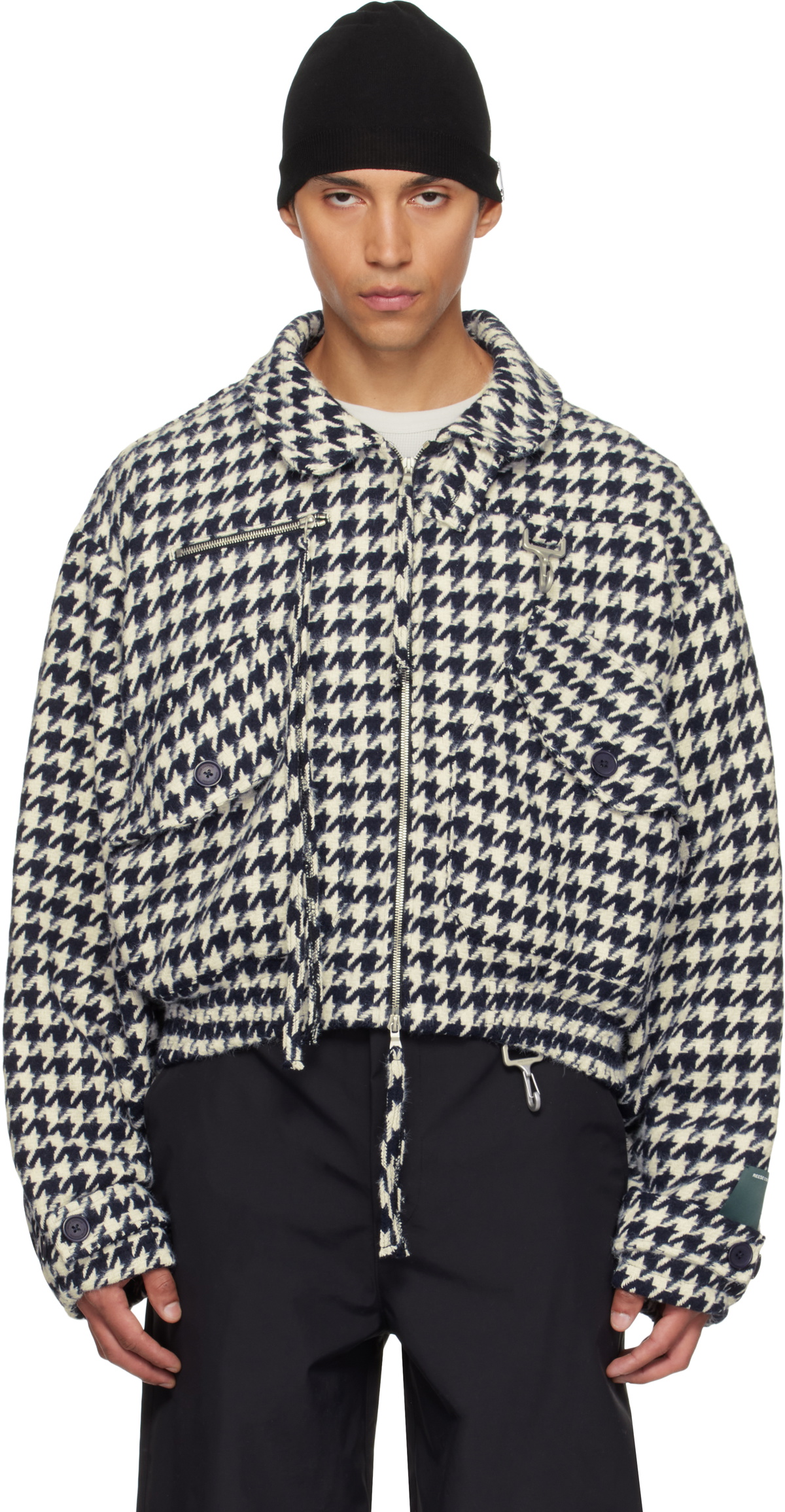 Reese Cooper Navy & White Houndstooth Storm Flap Jacket Reese Cooper