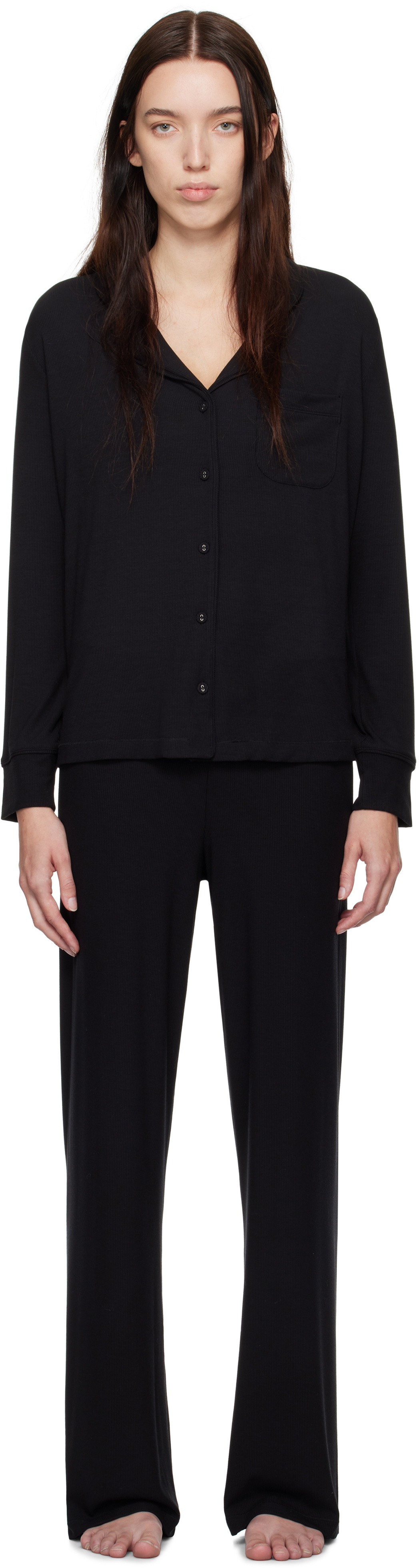 SKIMS Black Soft Lounge Pyjama Set SKIMS