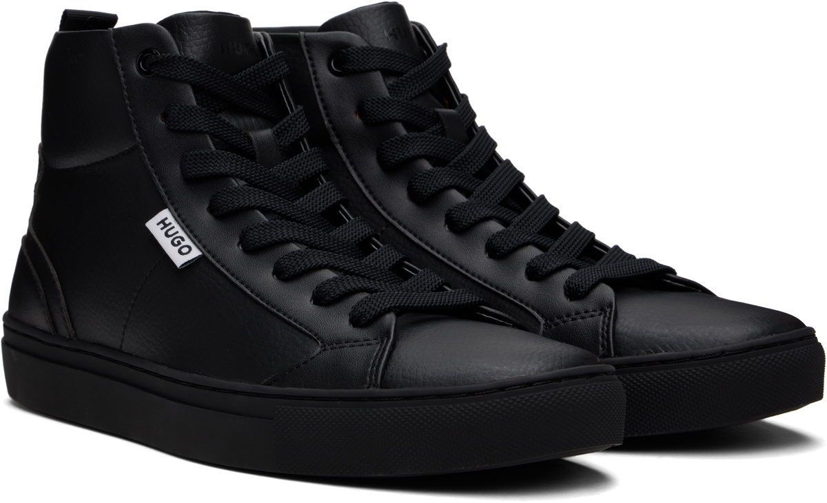 Hugo Black Grained Faux-Leather High-Top Sneakers Hugo Boss