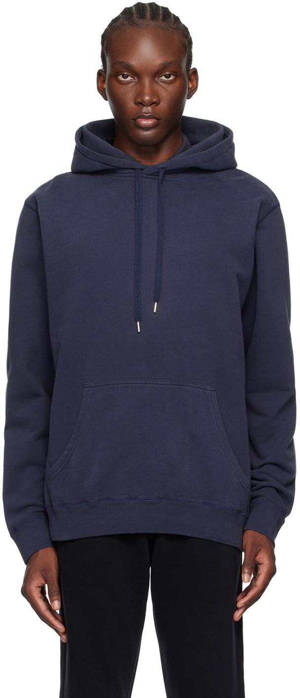 Sunspel Navy Loopback Hoodie Sunspel