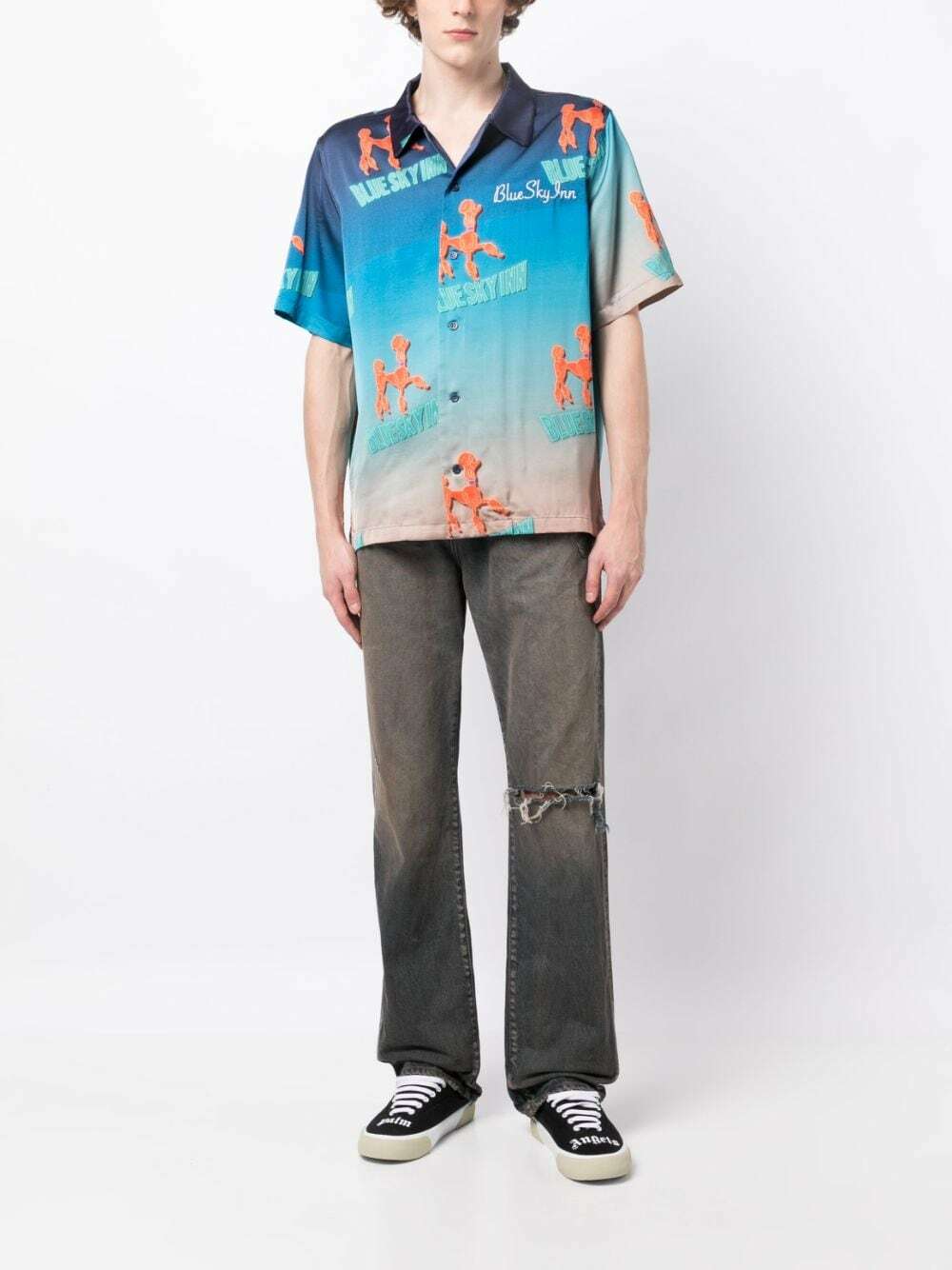 BLUE SKY INN - Logo Viscose Shirt Blue Sky Inn