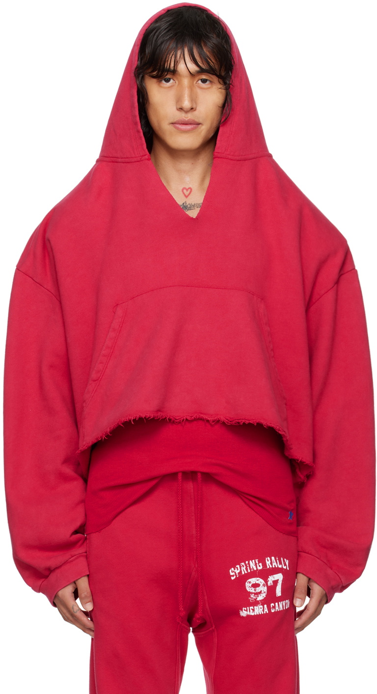 GREG ROSS SSENSE Exclusive Red V-Neck Hoodie Greg Ross