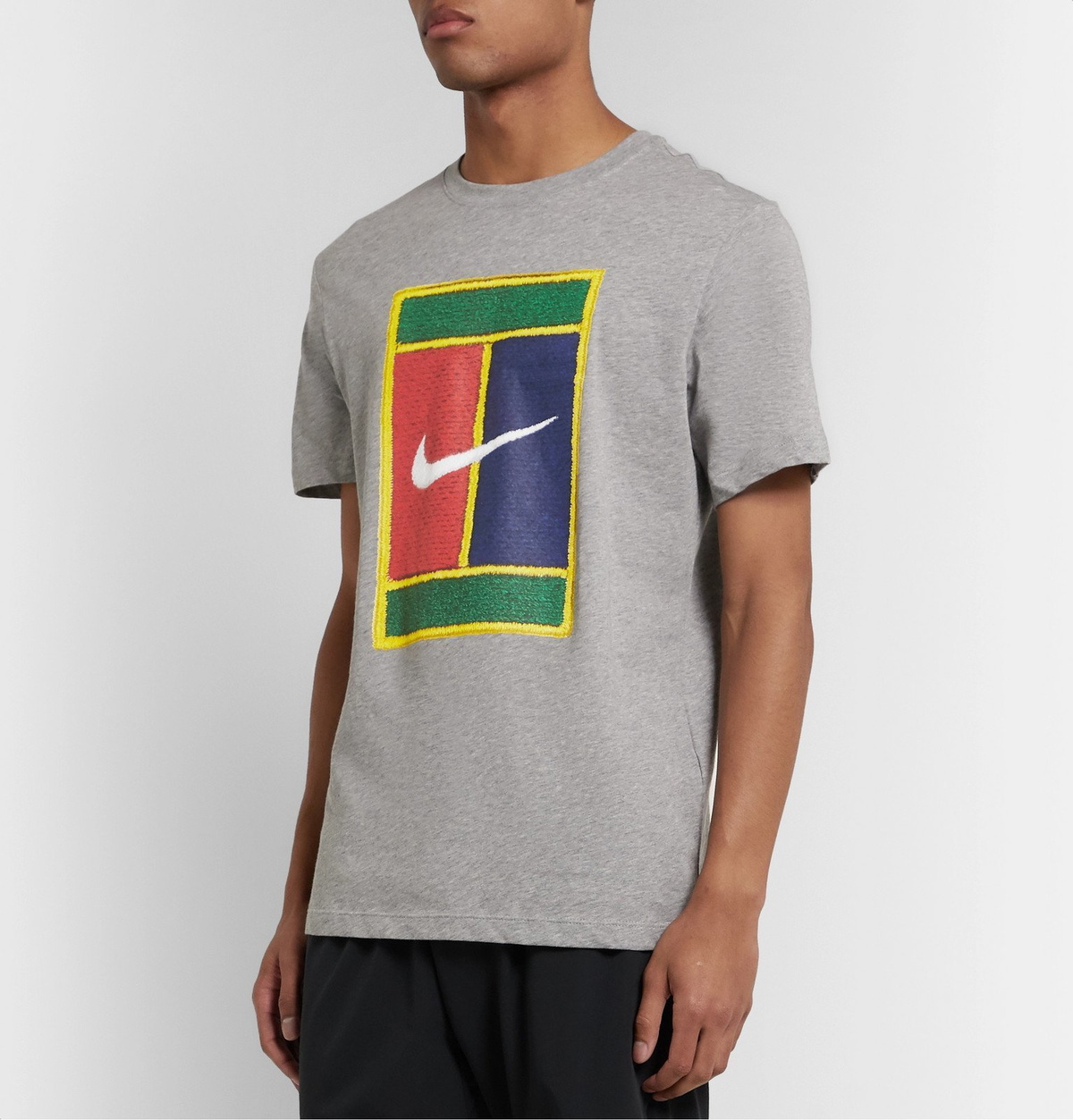 Nike Tennis - Court Logo-Embroidered Cotton-Jersey T-Shirt - Gray Nike ...