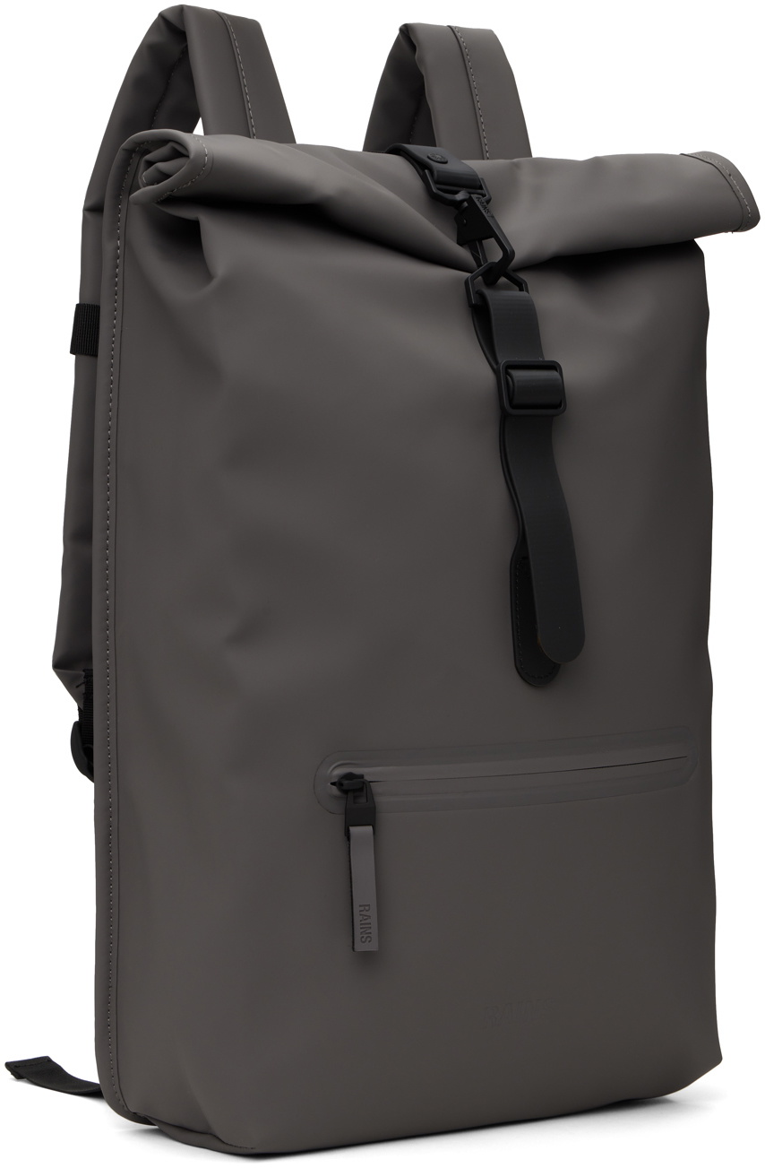 RAINS Gray Rolltop Rucksack Backpack Rains