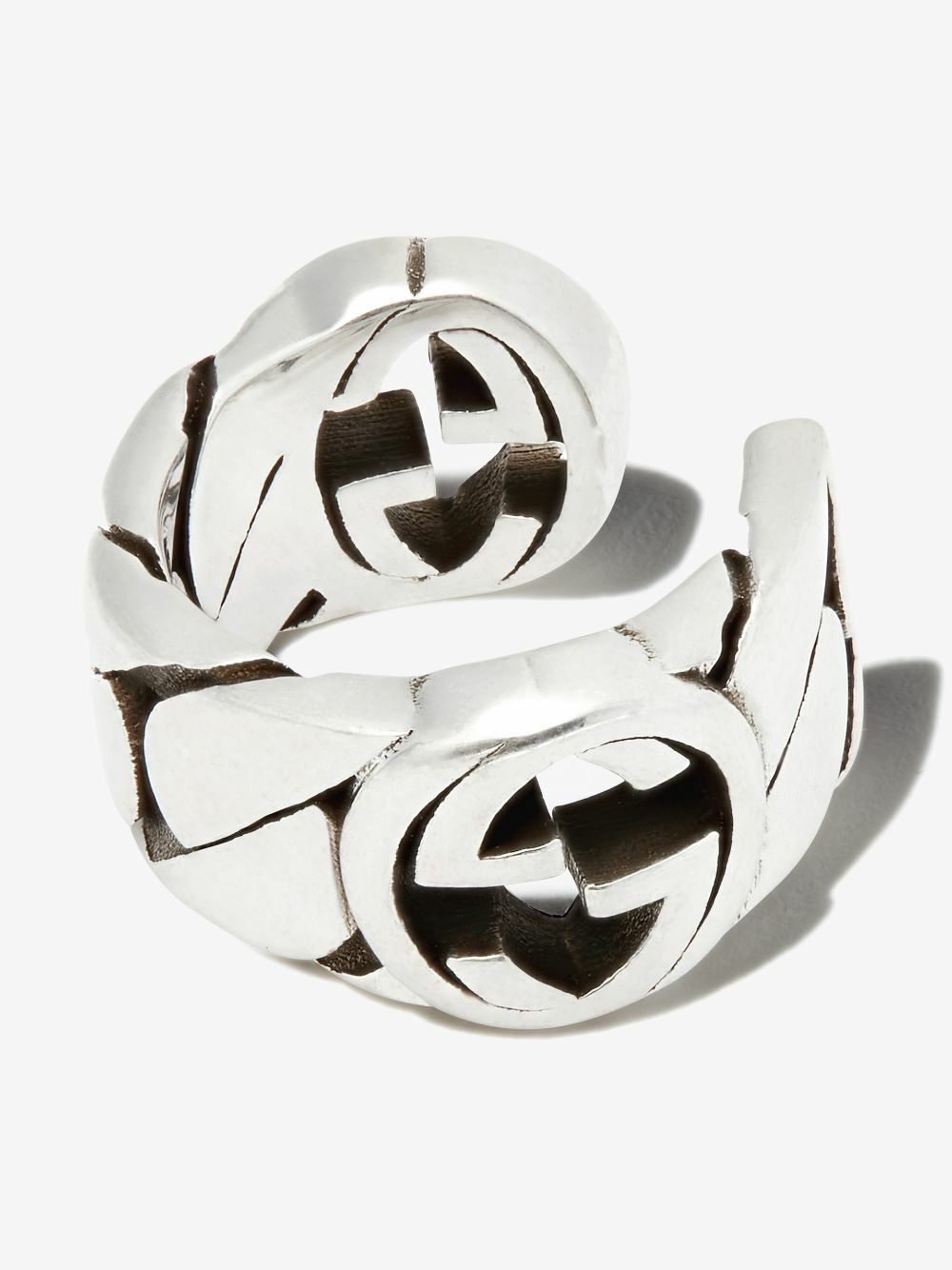 Gucci Sterling Silver Interlocking Large Ear Cuff Gucci