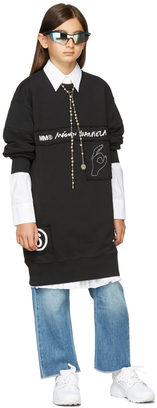 MM6 Maison Margiela Kids Black Hand Logo Dress Sweatshirt MM6 Maison ...