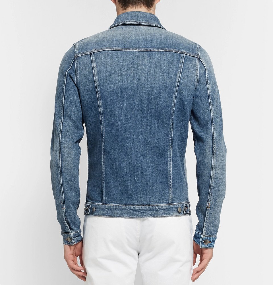 FRAME - Slim-Fit Stretch-Denim Jacket - Mid denim Frame Denim