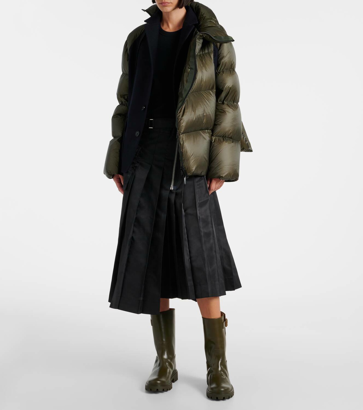 Sacai Wool-trimmed puffer jacket Sacai